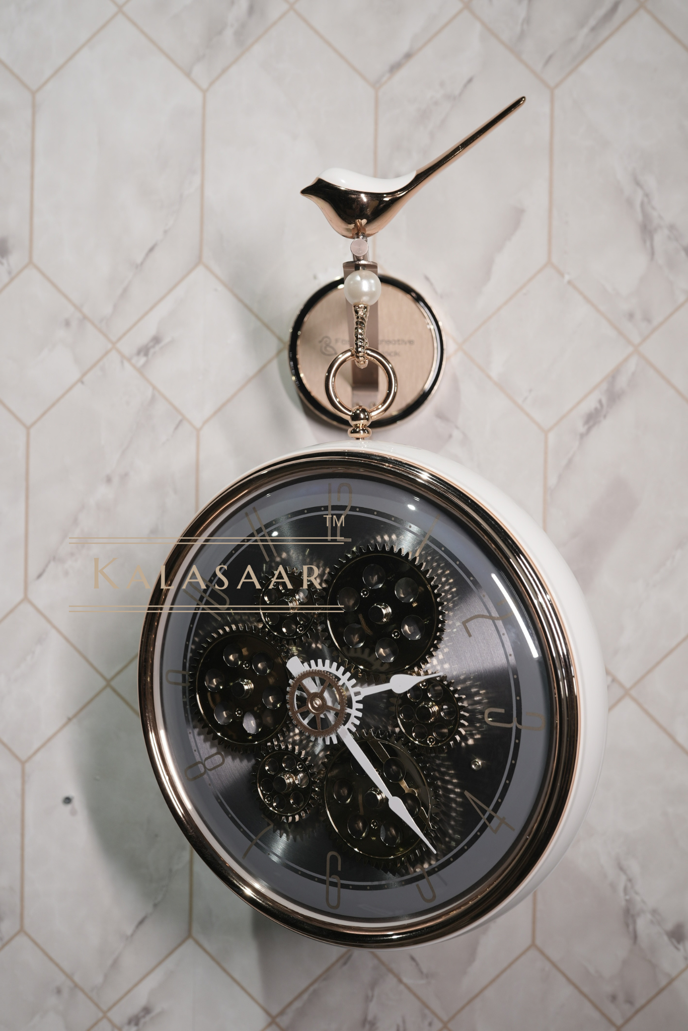 White Ash Gear Mechanism Double-Sided Clock – Kalasaar decor